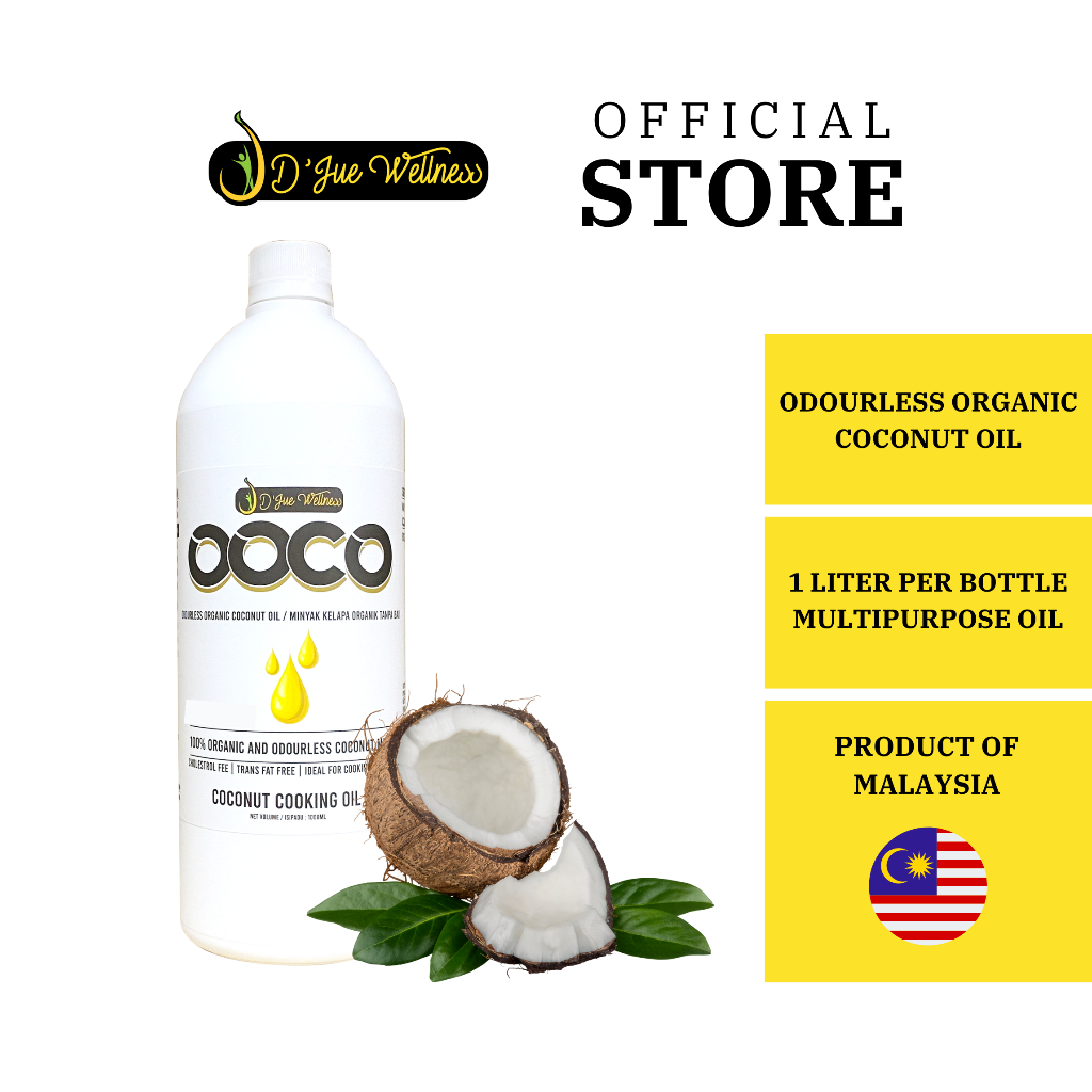 OOCO Odourless Organic Coconut Oil 1 liter 200ml Dr Jue | Shopee Malaysia