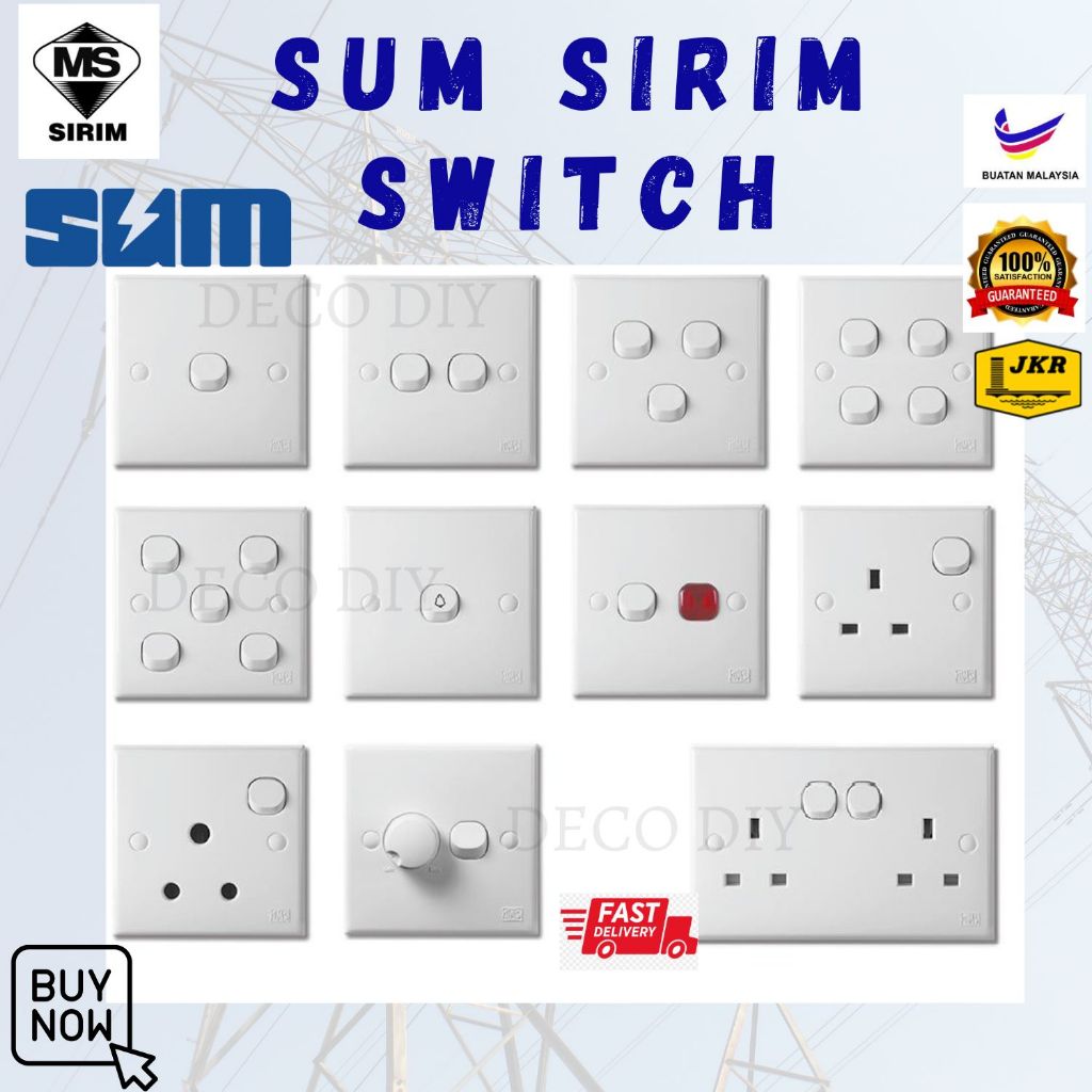 [SIRIM] Socket and Wall Switch / SWITCHES / SWITCH LAMPU 13A 15A 20A ...