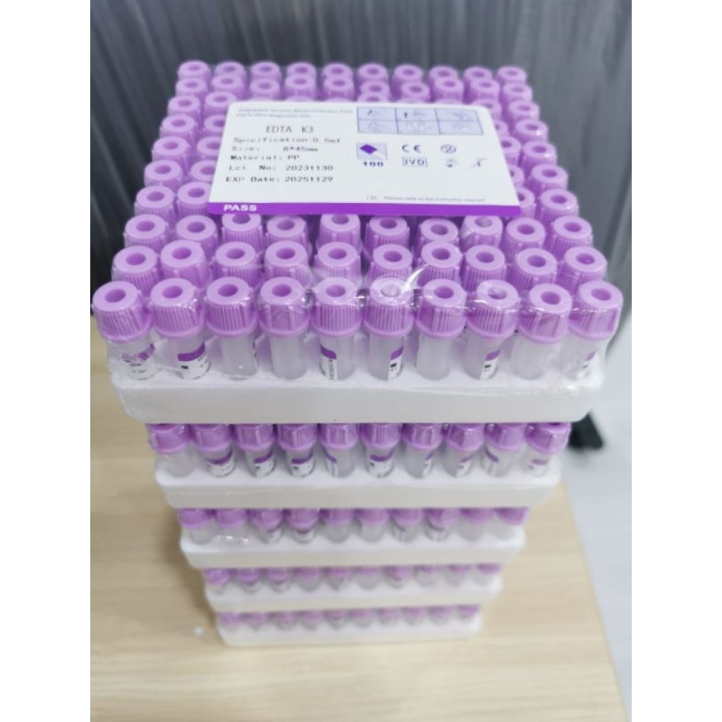 100 pcs Vacutube K3 EDTA Micro Tubes Mini Blood Collection Tube Purple ...