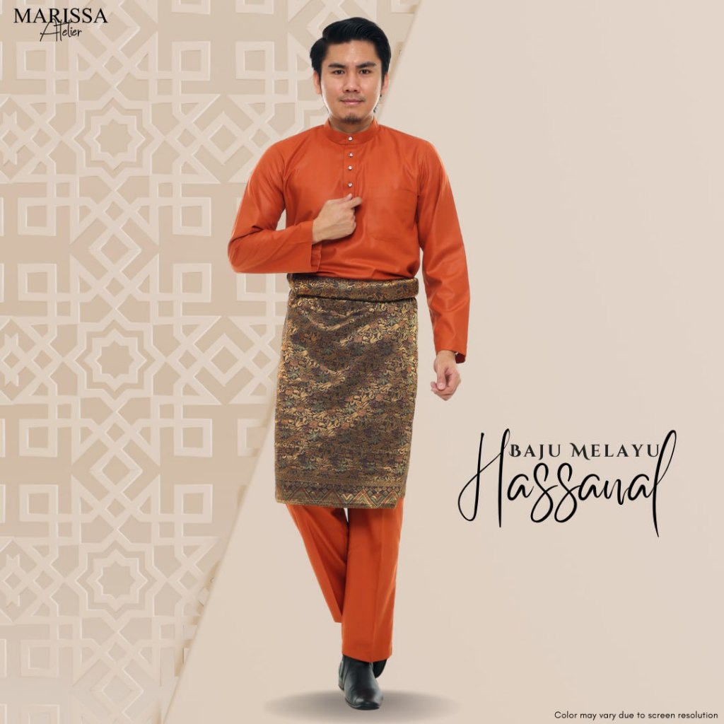 Baju Melayu Men Orange Bata Baju Melayu Lelaki Dewasa Plus Size Cotton ...