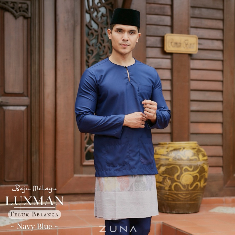 NAVY BLUE | Baju Melayu Teluk Belanga Cotton Premium by Zuna Exclusive ...