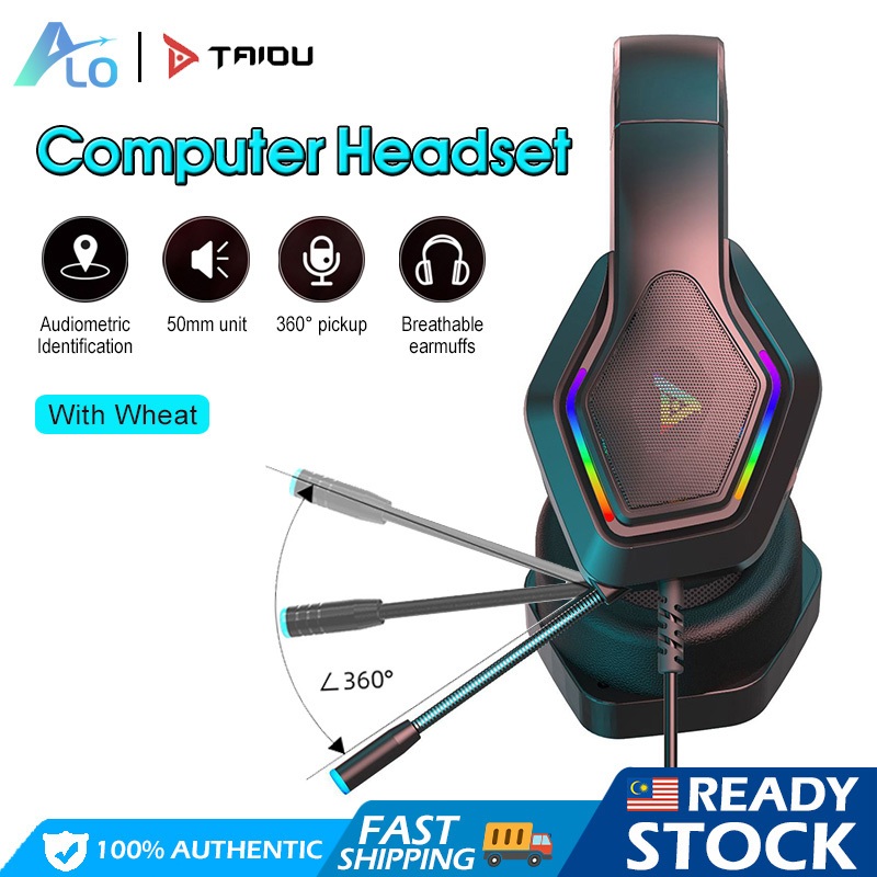 TAIDU Gaming Headphone RGB Surround Sound Stereo 3.5mm Wired Headset ...