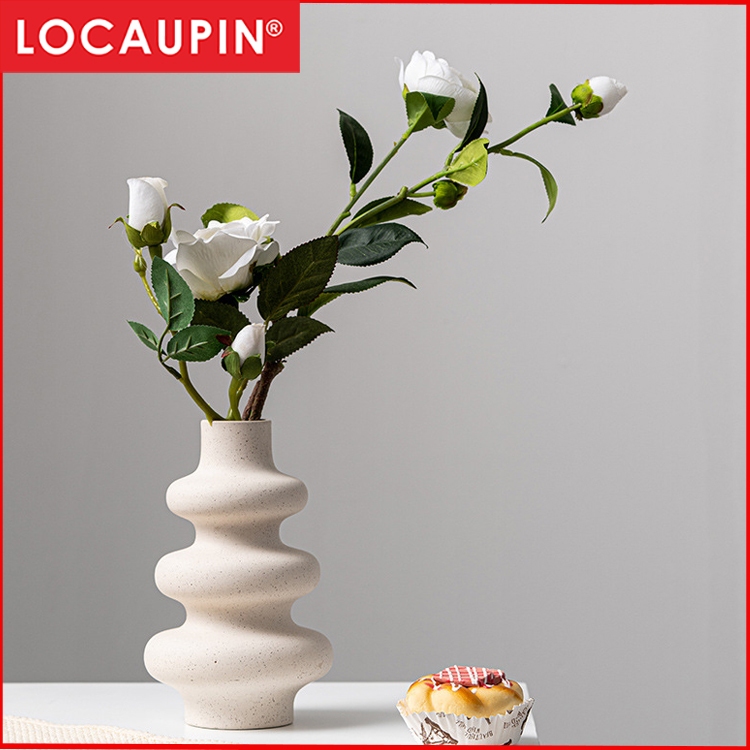 Locaupin White Ceramic Vase Modern Home Decor,Matte Pampas Flower Vases ...