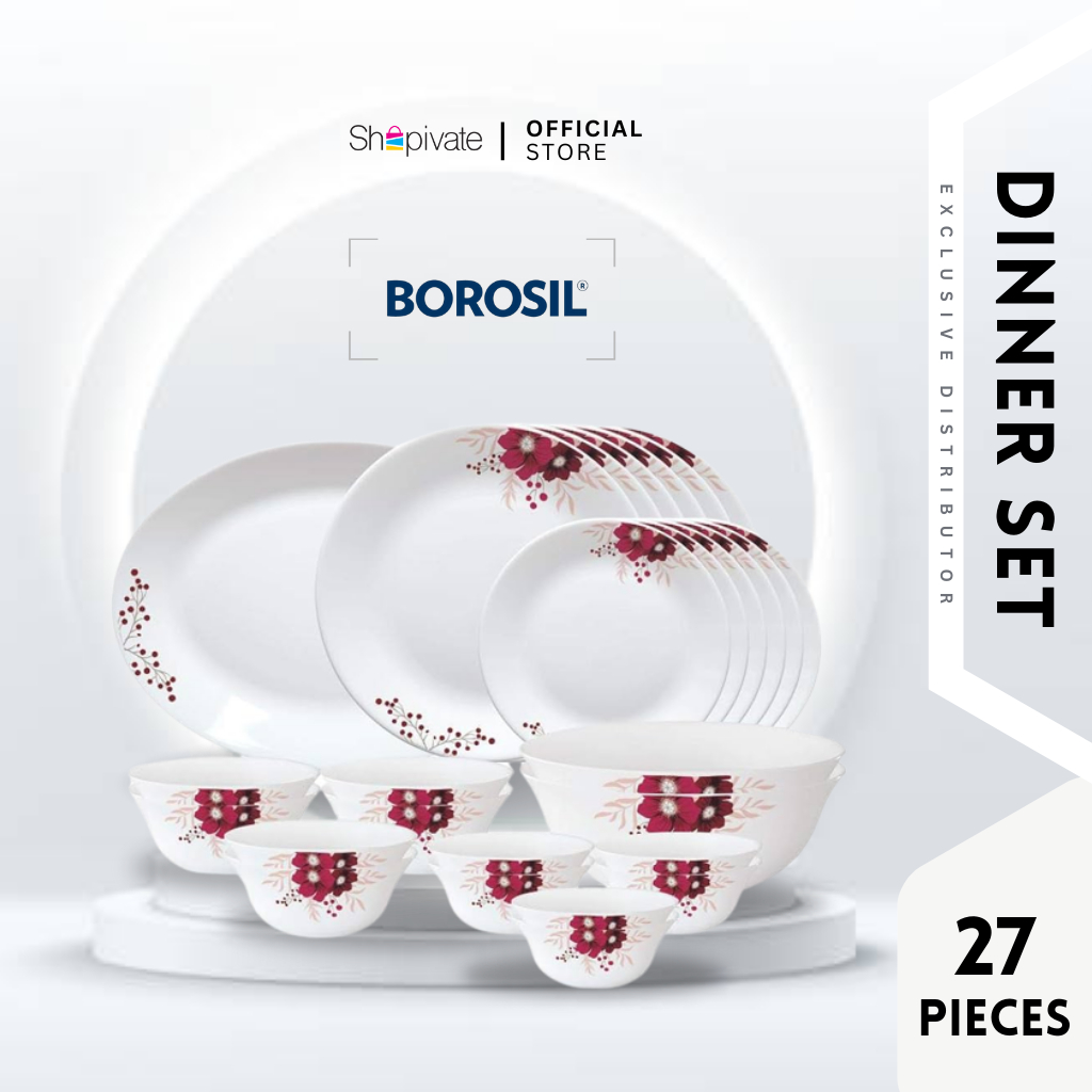 Borosil DINNER SET Paradise Plano (27 Pieces) | Shopee Malaysia