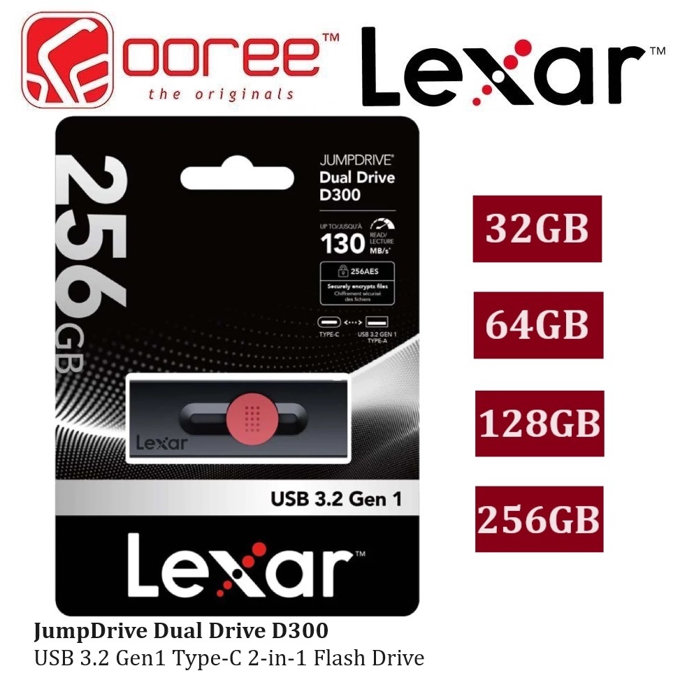 LEXAR JUMPDRIVE DUAL DRIVE D300 USB3.2 GEN1 TYPE C OTG FLASH DRIVE USB ...
