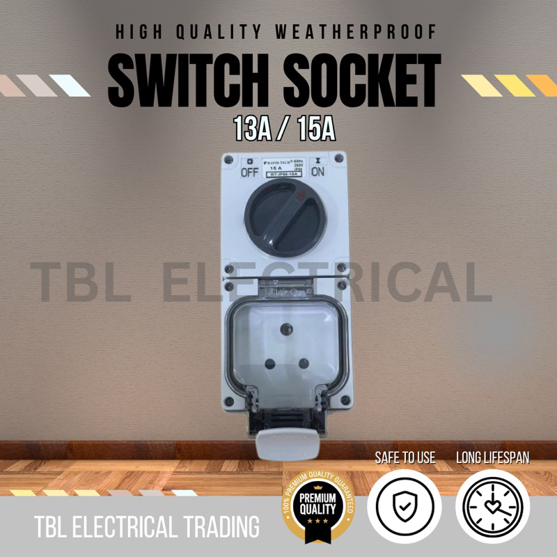 🔥HIGH QUALITY🔥Weatherproof Combination 13A/15A Switch Socket IP66 ...