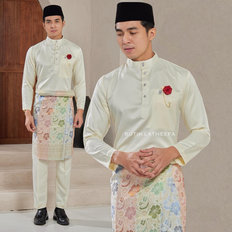 Baju Melayu Slim Fit Cream Exclusive Baju Nikah Pengantin Raja Sehari ...