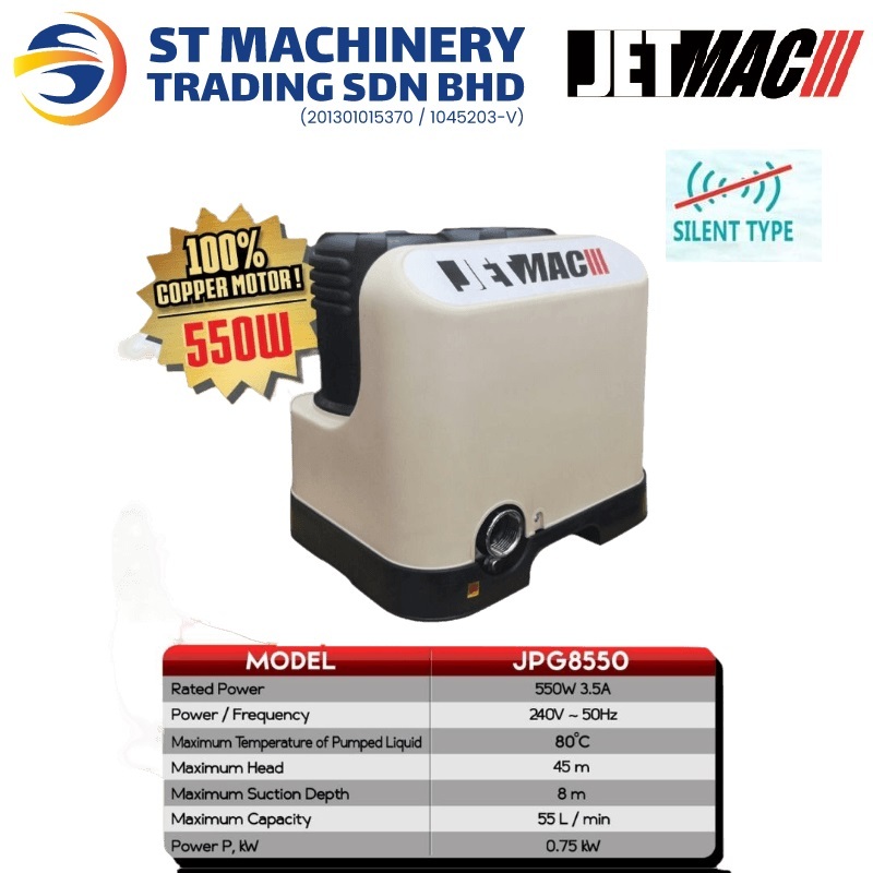JETMAC AUTOMATIC QUIET OPERATION SELF PRIMING WATER PUMP - JPG8550 ...