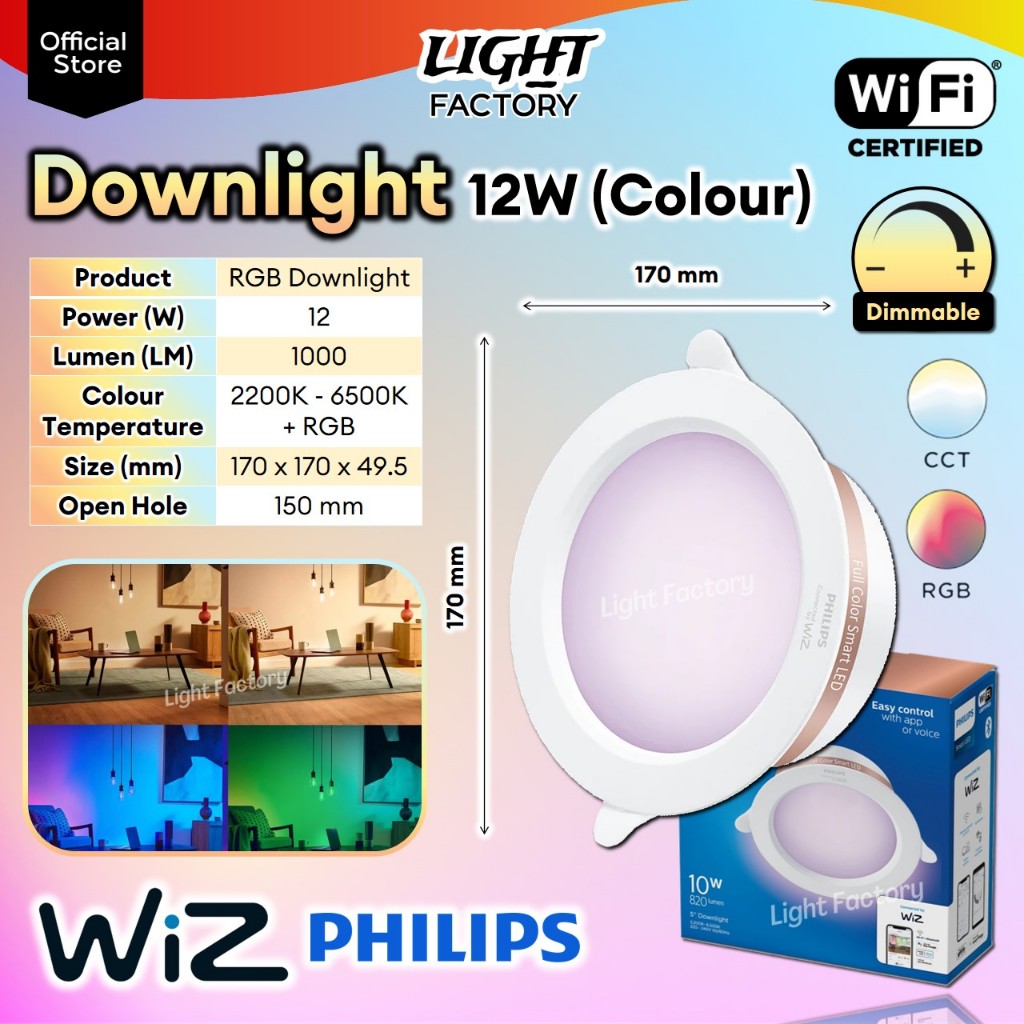 PHILIPS Wiz Tunable White | 3 Color Smart Bulb E27 E14 GU10 LED Bulb Downlight Ceiling Lamp Plug ...