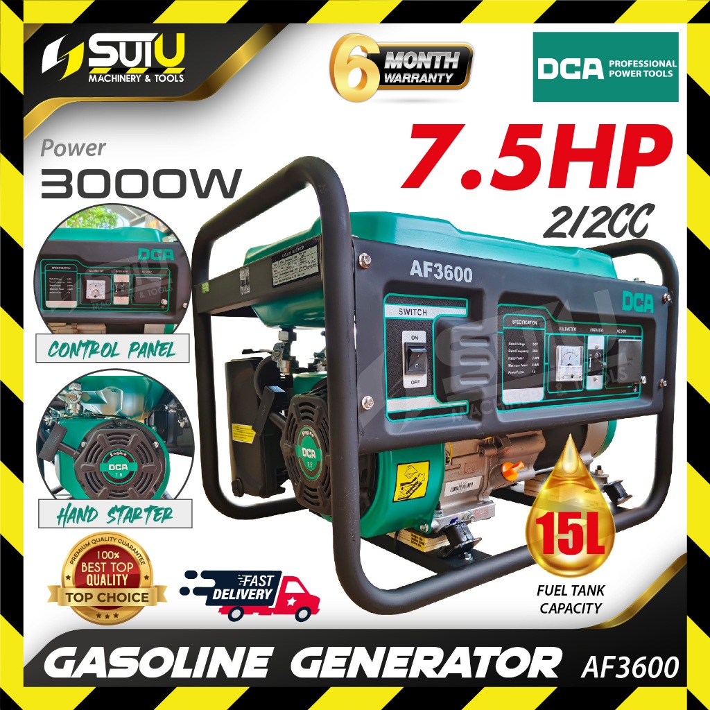 [100% ORIGINAL] DCA AF3600 212CC 7.5HP Gasoline Generator / Penjana ...