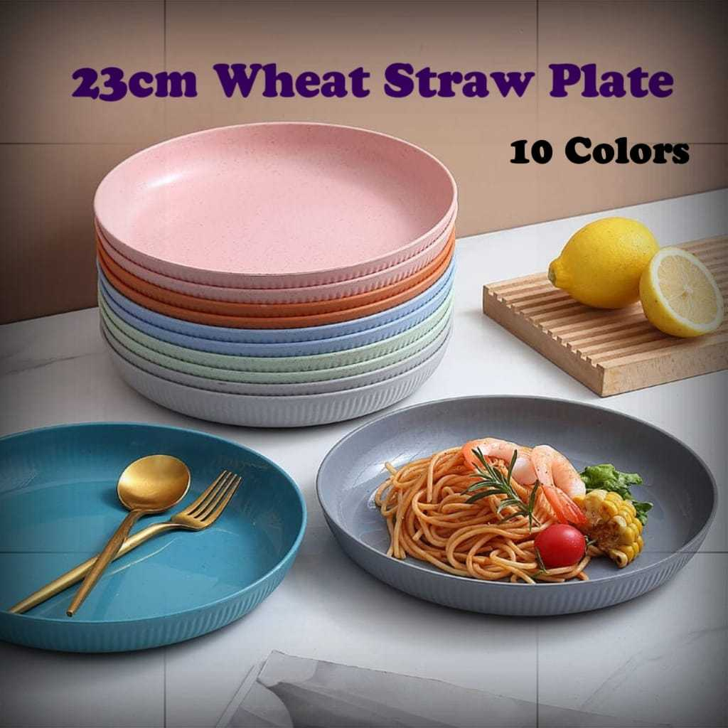 23Cm Wheat Straw Plastic Dinner Plate Pinggan Plastik Microwave Safe ...