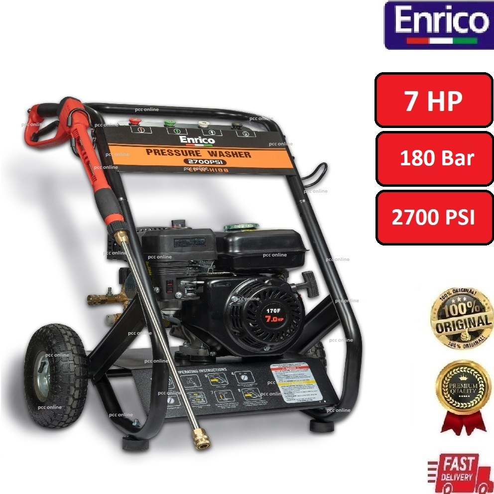 ENRICO EPW-H188 PETROL HIGH PRESSURE WASHER MACHINE 7HP 180BAR (4 ...
