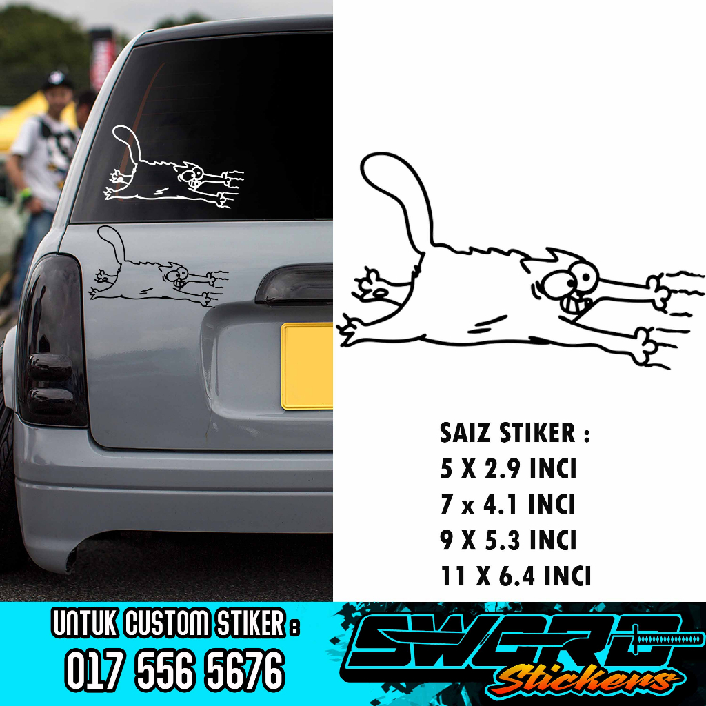STIKER KUCING CAKAR 2 / CAT STICKER / KUCING COMEL / STIKER KERETA ...