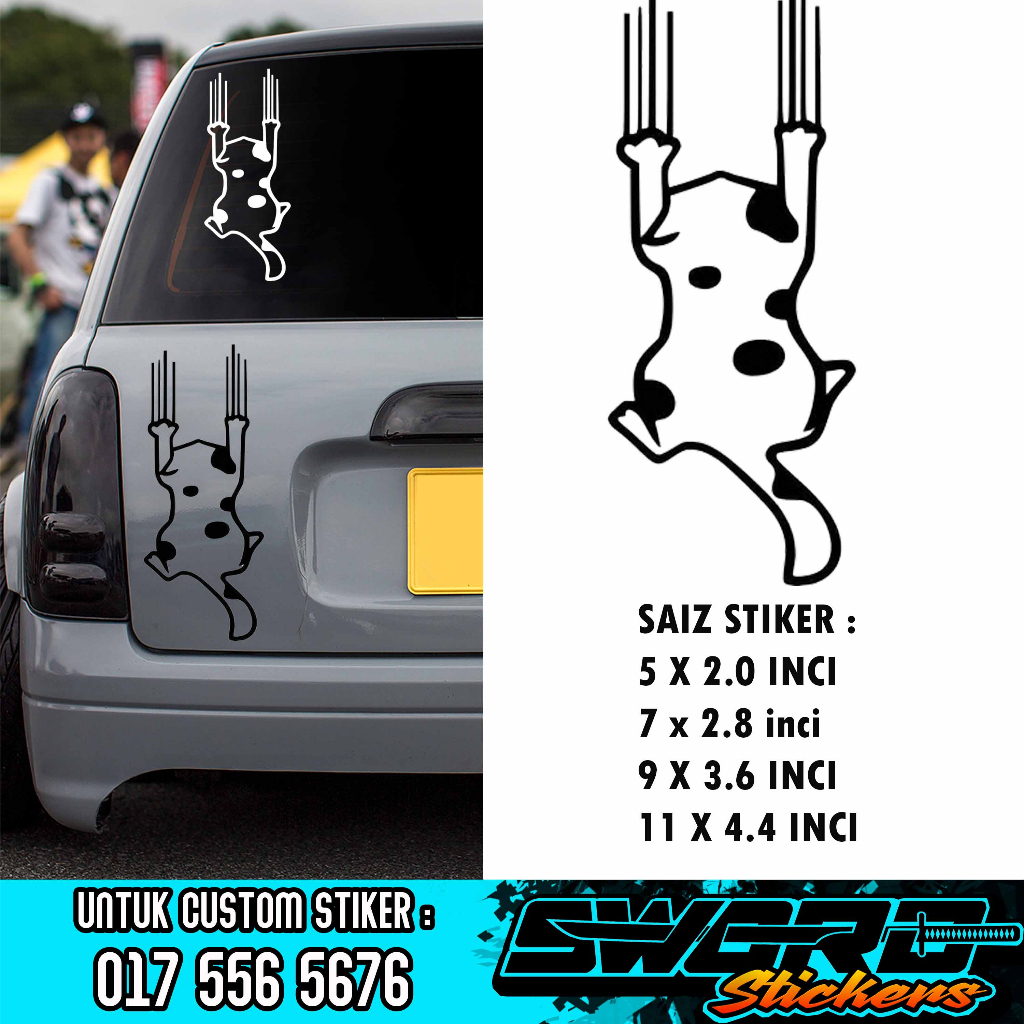 STIKER KUCING CAKAR 3 / CAT STICKER / KUCING COMEL / STIKER KERETA ...