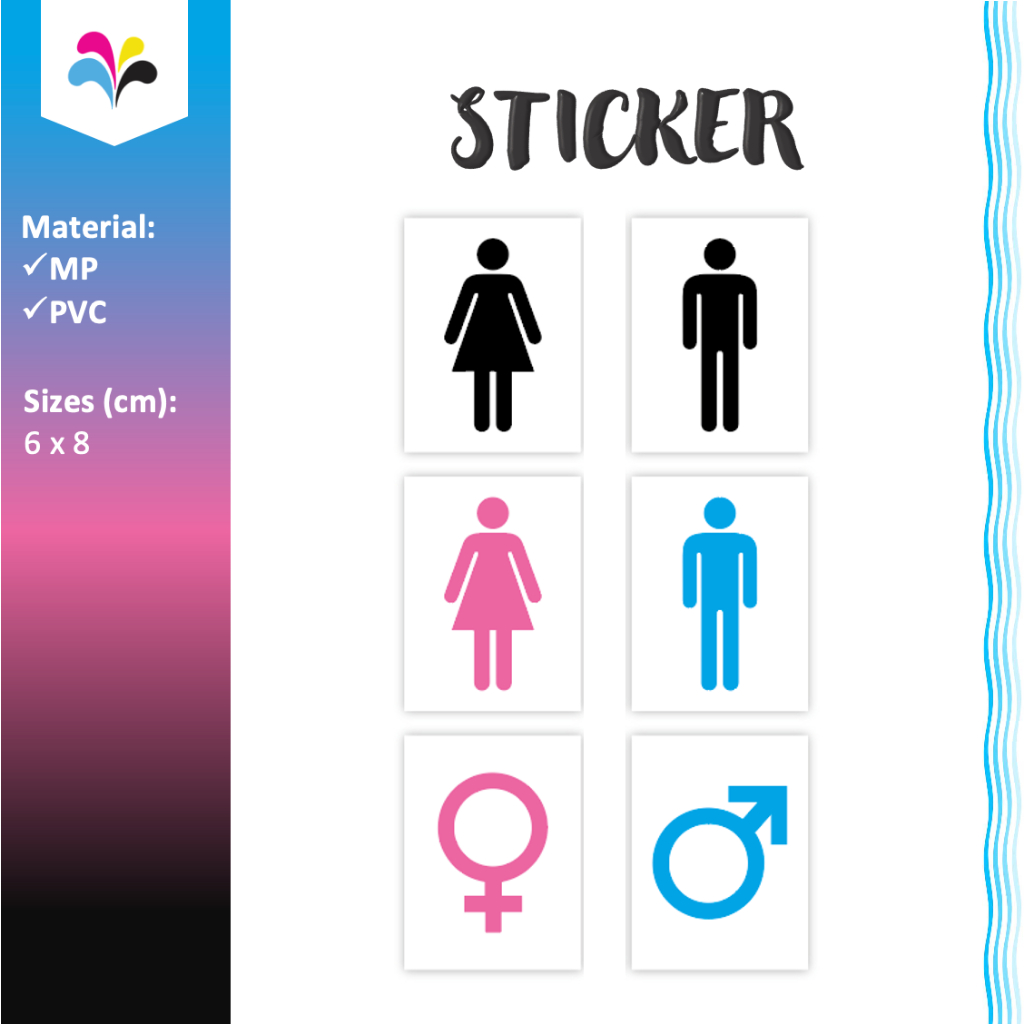 Gender sticker toilet label stickers female male symbol ladies men ...