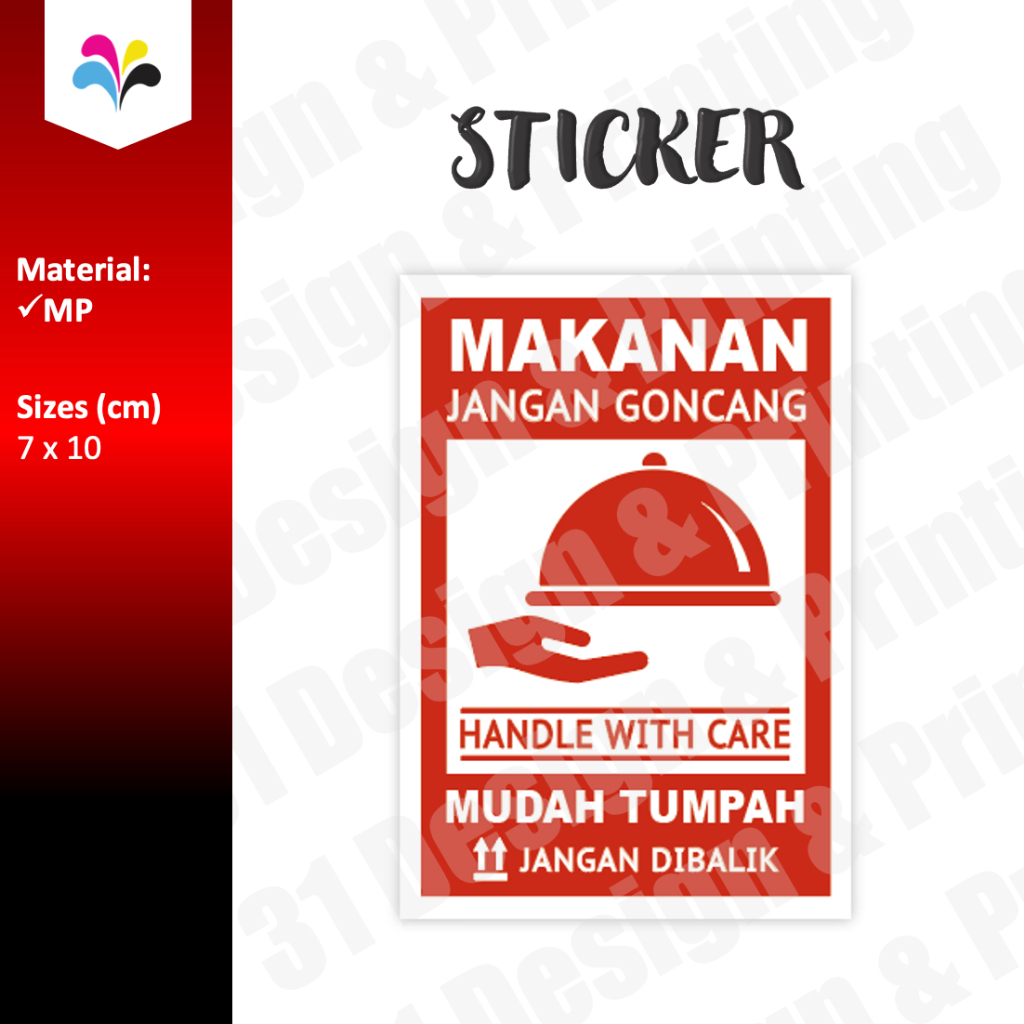 Stiker jangan goncang makanan handle with care stickers mudah tumpah ...