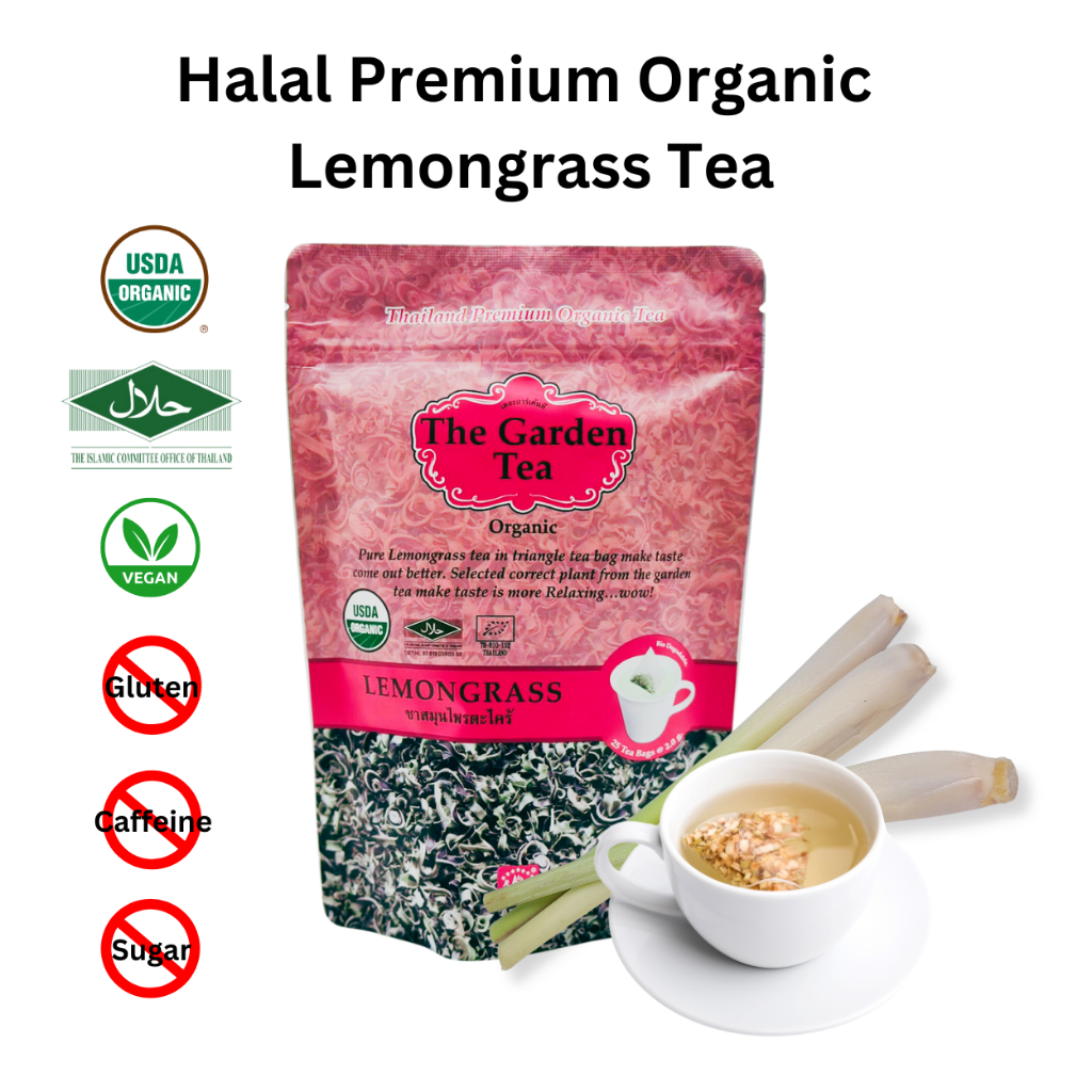 Halal Premium Organic Lemongrass Tea 25 Tea Bags | Natural Non-GMO ...