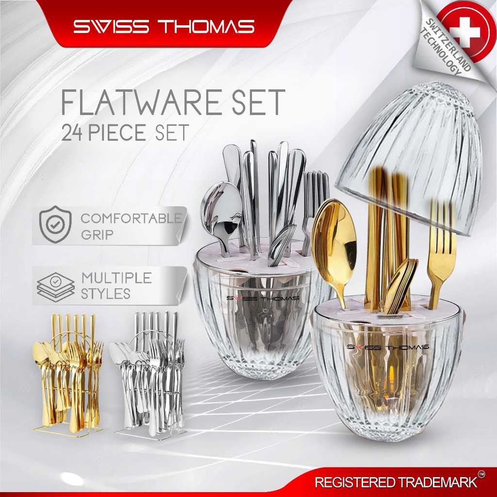 Swiss Thomas Cutlery Set 24 pcs Stainless Steel Cutlery Spoon & Fork ...