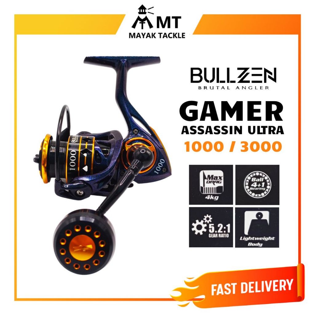 BULLZEN GAMER ASSASSIN ULTRA POWER NEW MODEL SPINNING REEL 1000/3000 ...