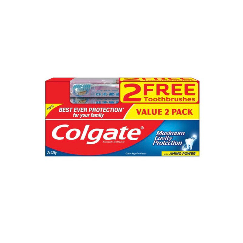 Colgate Maximum Cavity Protection Great Regular Flavor (225g x 2s) Free ...