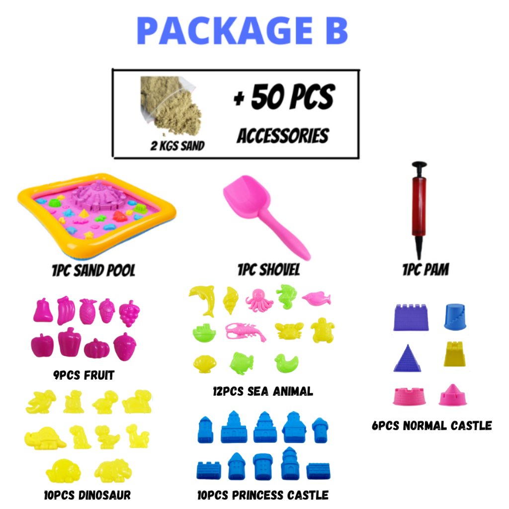 HOT ITEM 50PCS 2kg SAND Dynamic Eco Space Sand Castle Play Set Tools ...