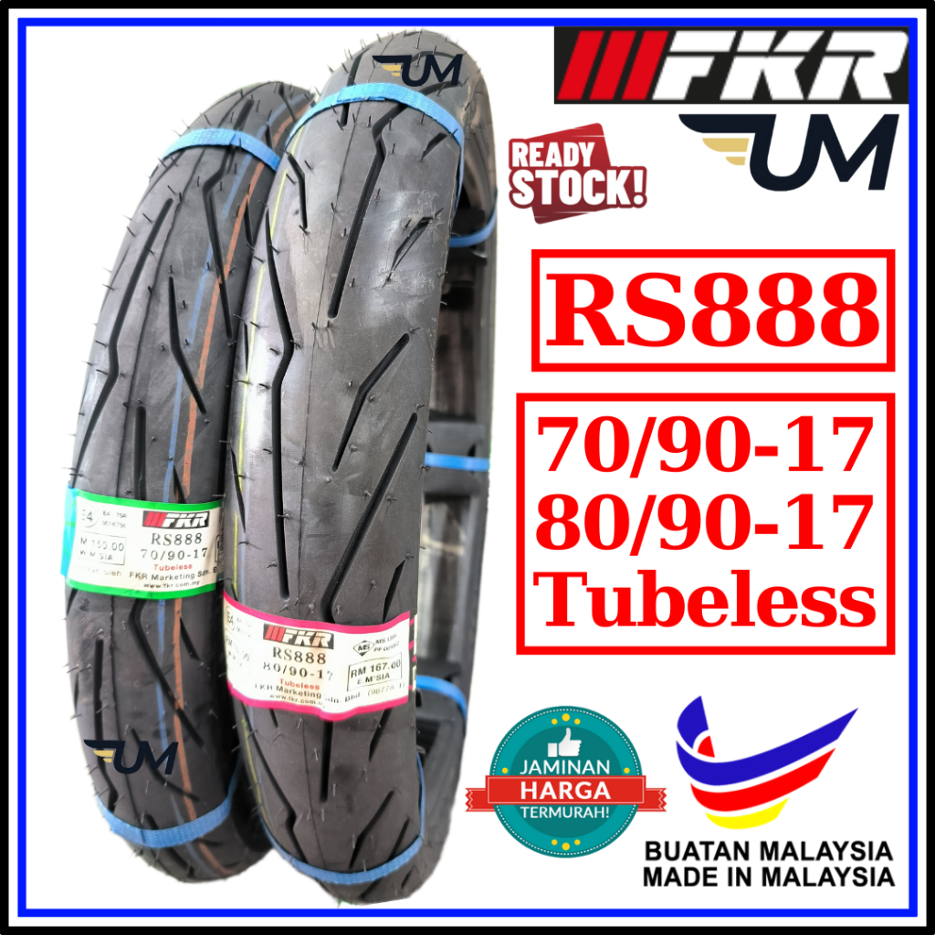 ORI TAYAR FKR TUBELESS TYRE RS888 70/90-17 80/90-17 BUNGA ROSSO SPORT ...