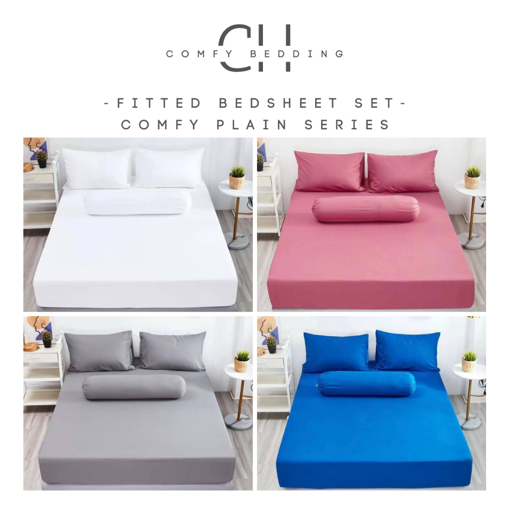 Cadar Set Tilam Plain Kosong Premium Fitted Bed sheet Homestay Single ...