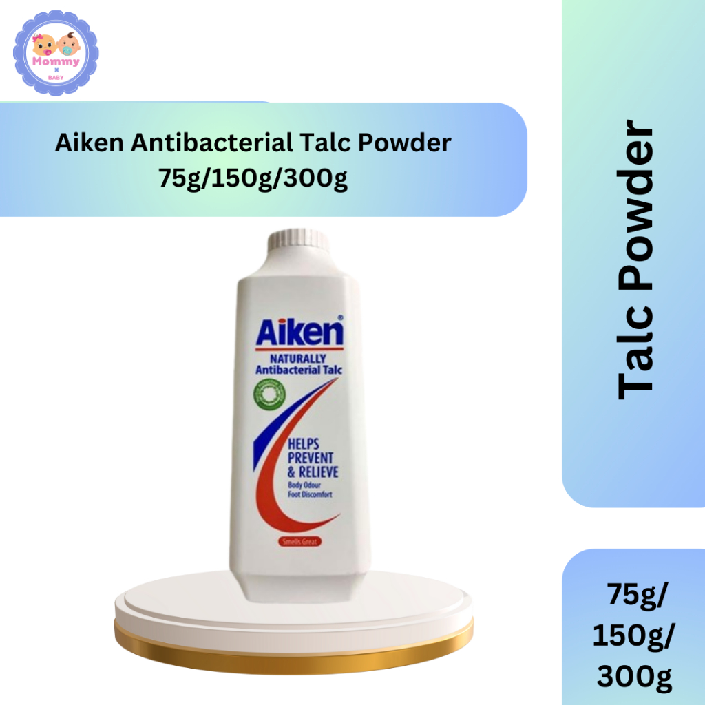 Aiken Antibacterial Talc Powder 75g/150g/300g (Bedak Talkum Aiken ...
