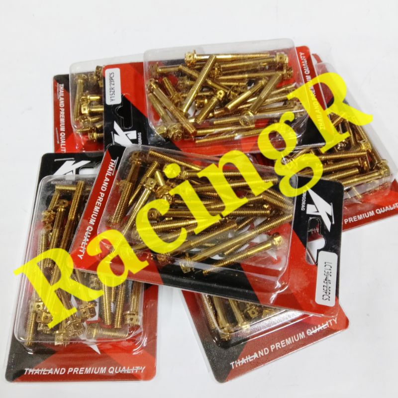 KINGDRAG ENGIN SKRU ENGINE COVER SCREW SET GOLD YAMAHA LC135 4S Y15 ...