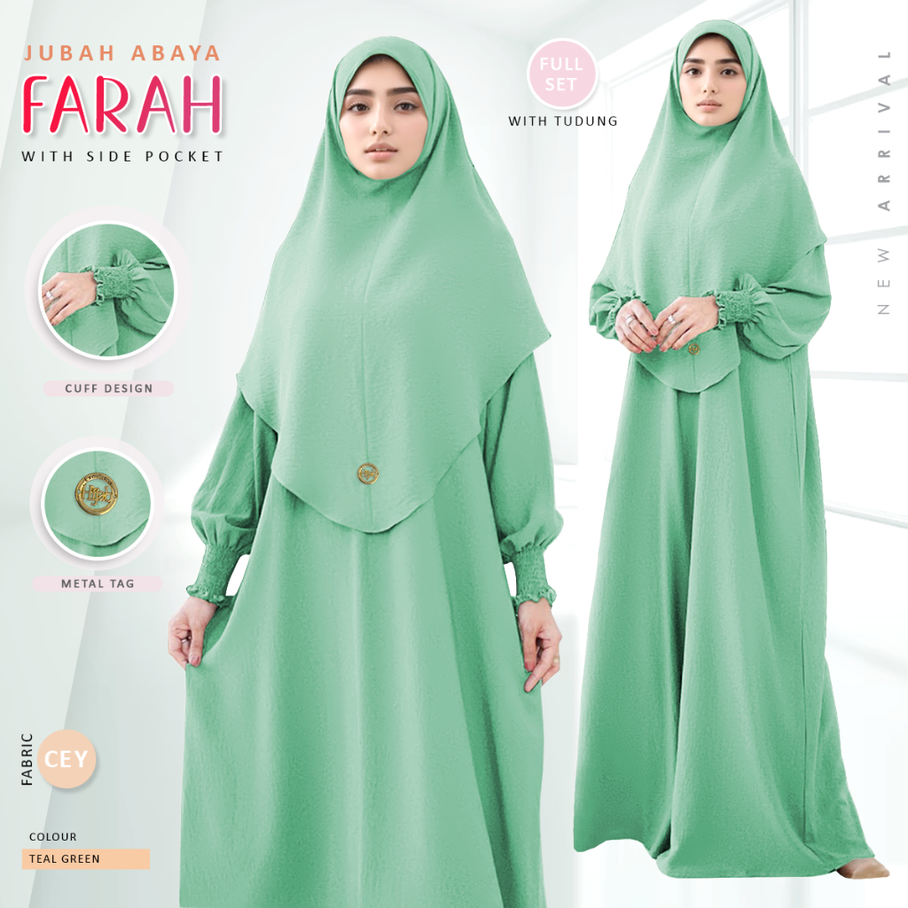 *New Season Arrival* Jubah Abaya Farah Free Size With Tudung Sarung (Full Set) CEY Plain by H&H ...