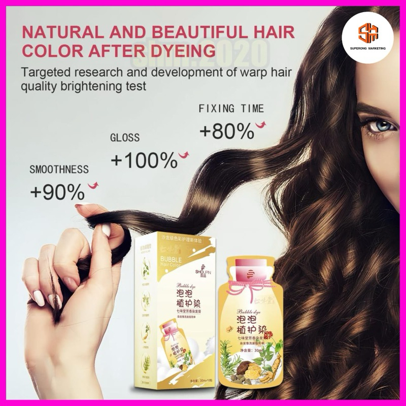 【10 Packs】Natural Plant Hair Dye Effortless Hair Coloring Mild Healthy ...