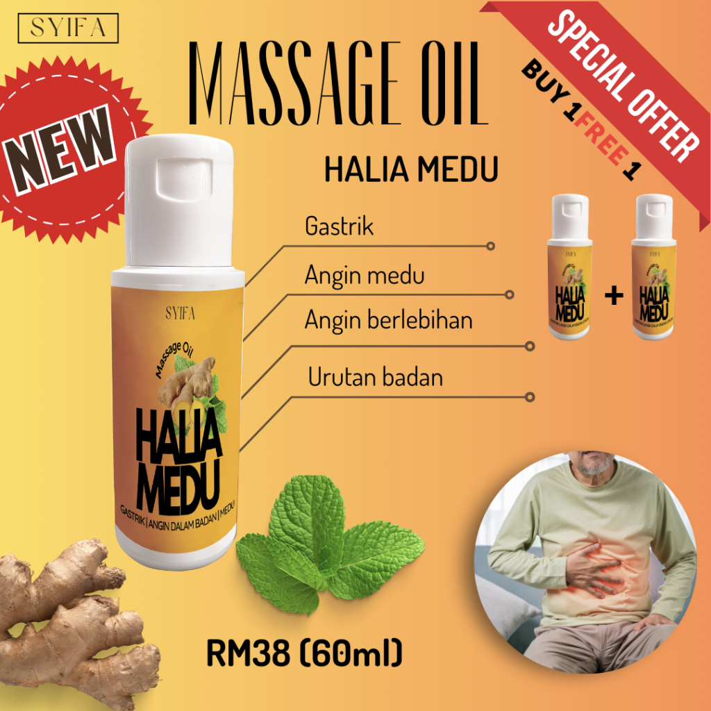 Massage Oil Halia Medu Ubat Gastrik Gerd Minyak Urut Badan Gastric ...