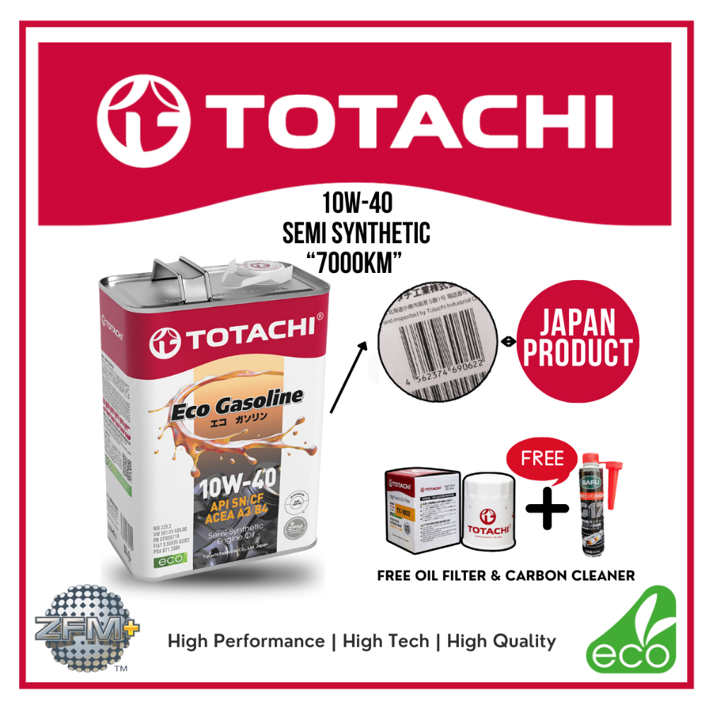 ORIGINAL | TOTACHI JAPAN ENGINE OIL 10w40 ECO GASLINE Semi Synthetic ...