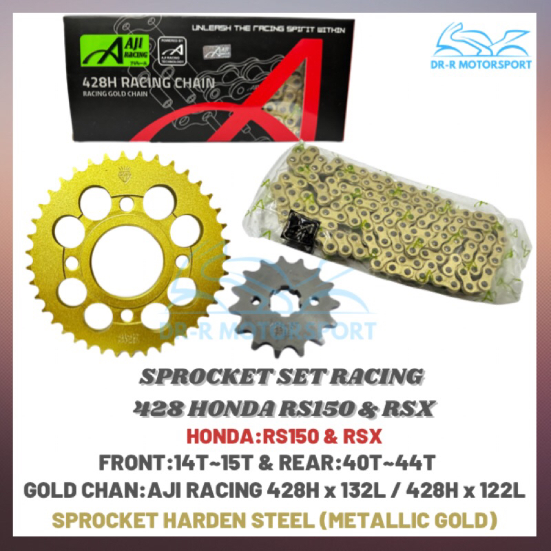 HONDA RS150 RSX Sprocket Set Racing Gold 428 Chain Aji Racing Heavy ...