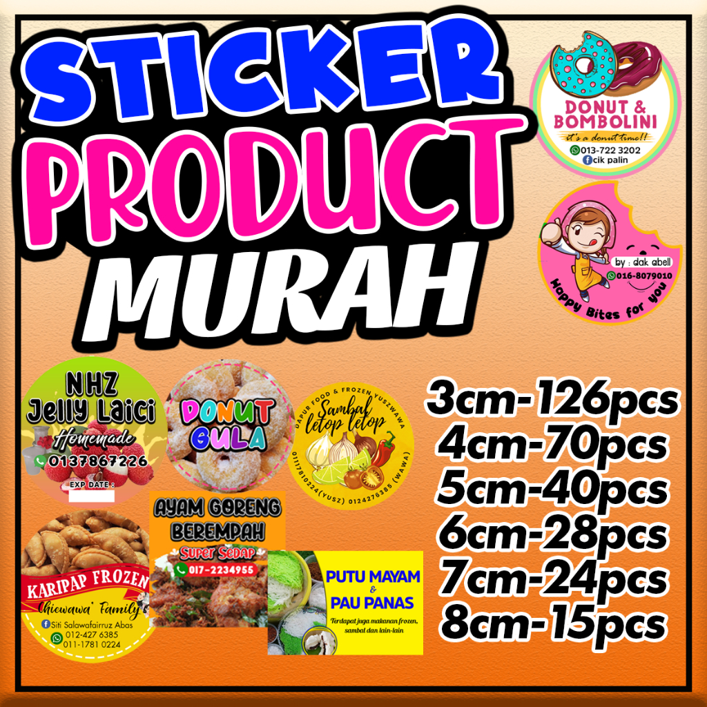 STICKER LABEL PRODUK STICKER MURAH BAJET STICKER MAKANAN | Shopee Malaysia