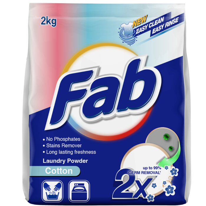 Fab Powder Detergent Cotton, Stain Remover, Laundry Powder 2Kg | Shopee ...