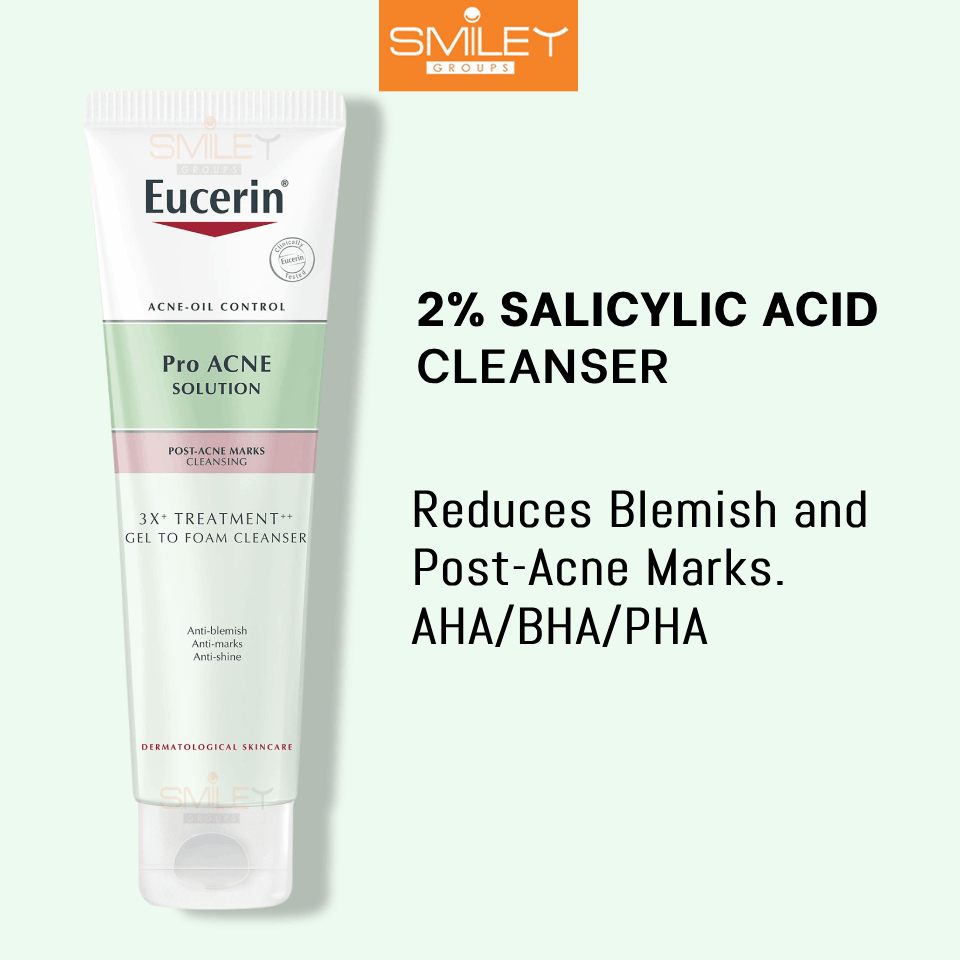 Eucerin Pro Acne Solution 3x Treatment Gel To Foam Cleanser Acne Mark ...