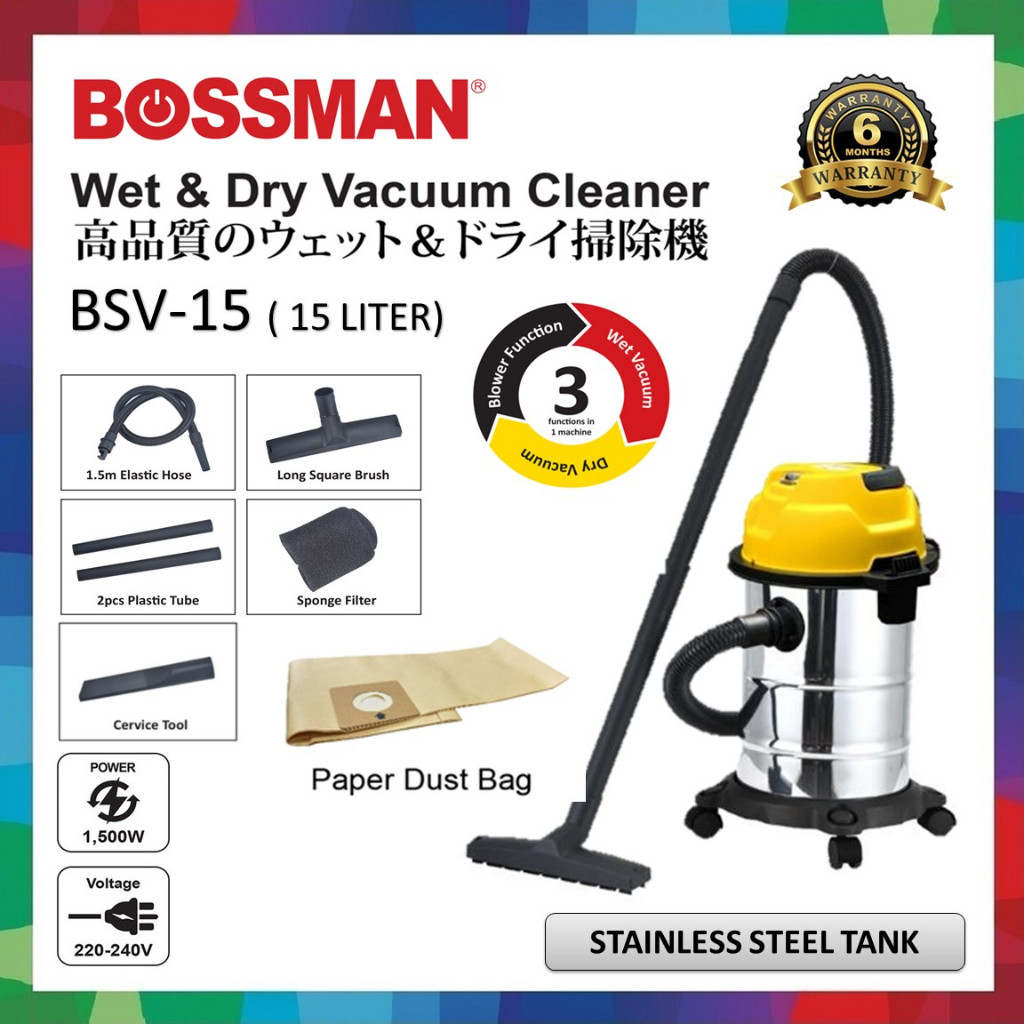 Bossman Wet & Dry Vacuum Cleaner BSV15 15L / Bossman BSV20 20L ...