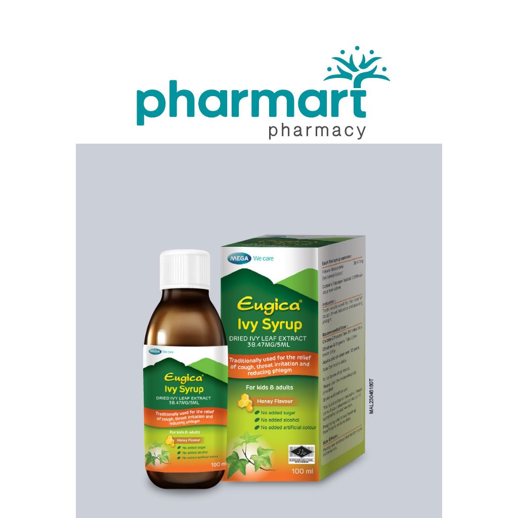 Mega Eugica Ivy Cough Syrup with Dried Ivy Leaf Extract 100ml (EXP 10/ ...
