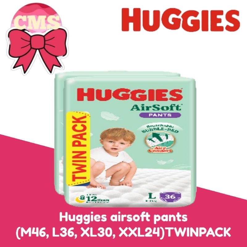 HUGGIES AIRSOFT PANTS (M46, L36, XL30, XXL24) TWINPACK | Shopee Malaysia