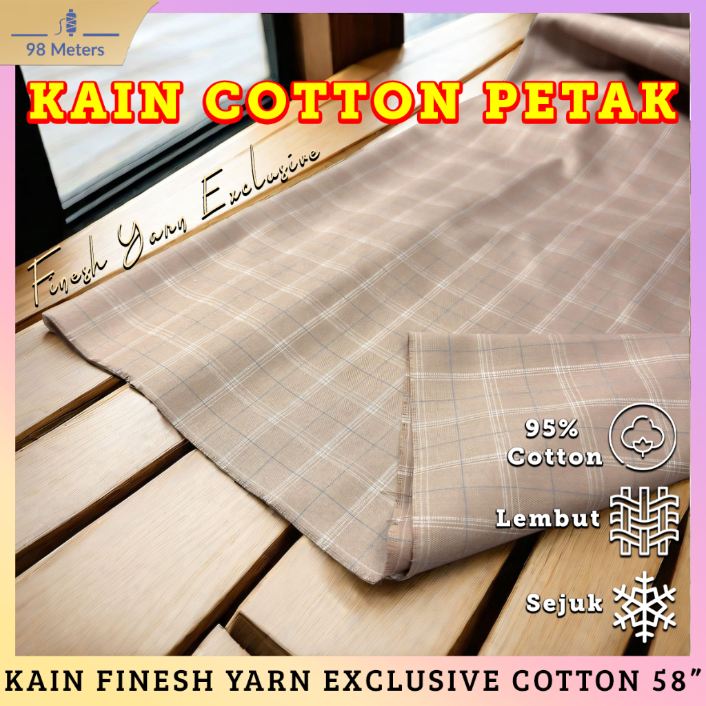 [ ️SALE🔥] Kain German Cotton Finest Yarn Exclusive Petak Bidang 58 Inch ...