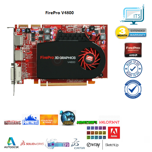 AMD Firepro V4800👉 128-Bit, 1G DDR5 | DVI - DisplayPort 1.1 *2 ...