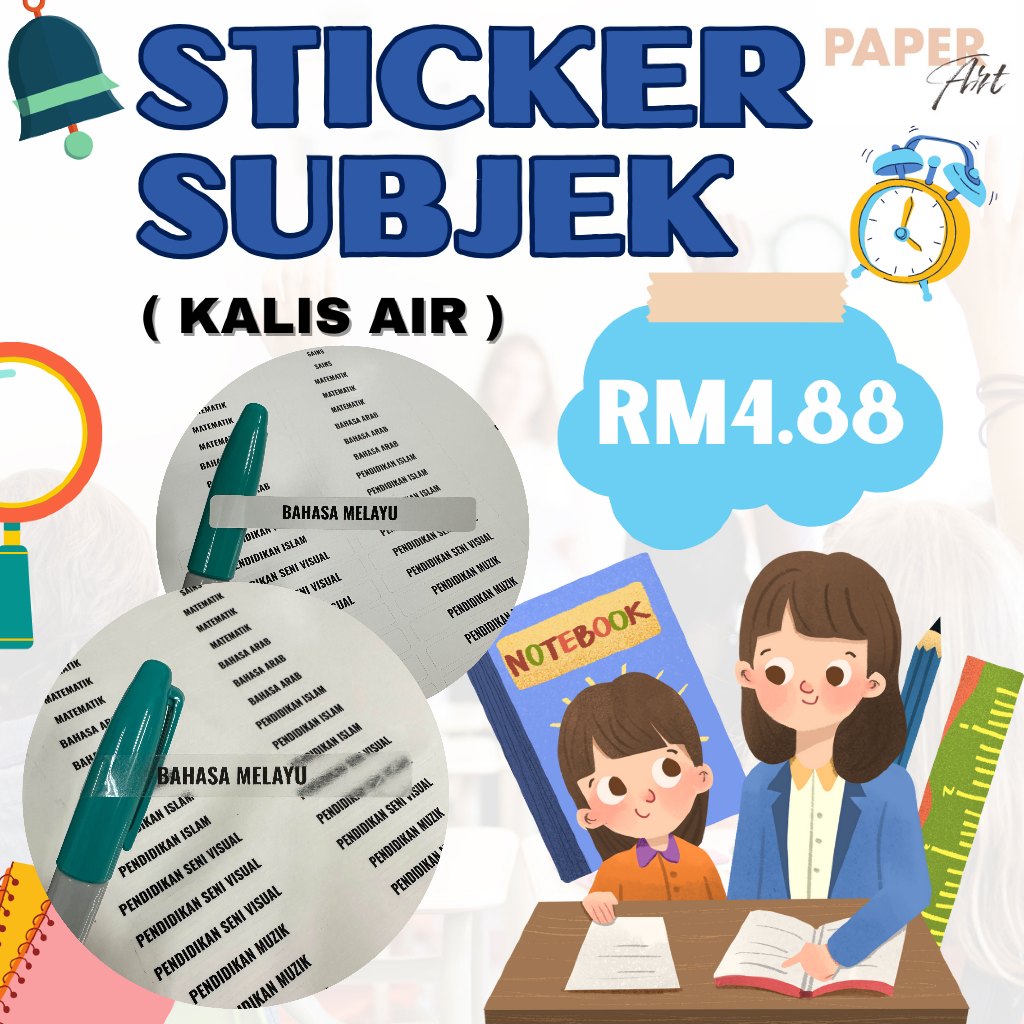 Sticker Subjek Transparent / Buku Tulis / Sticker Label Buku | Shopee ...