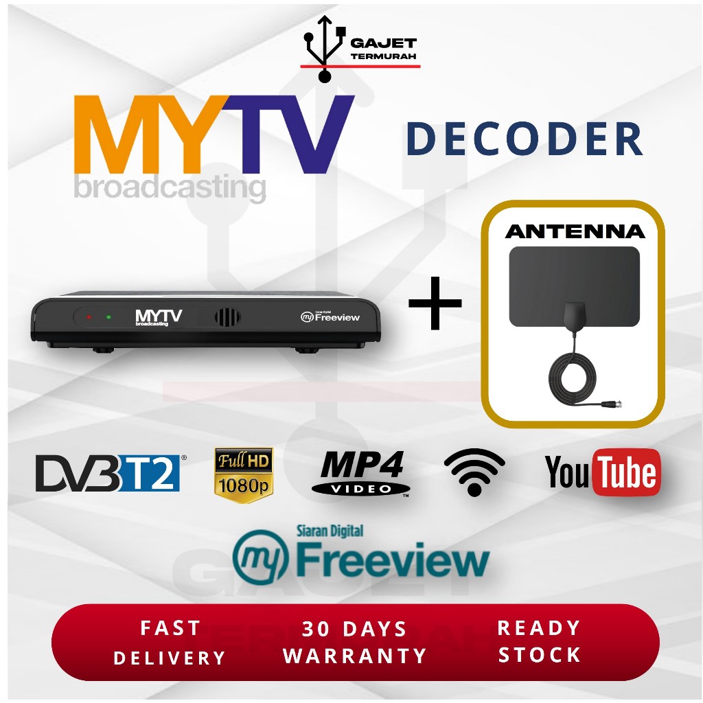 DEKODER MYTV Original Malaysia Digital TV Myfreeview DVB T2 Decoder ...