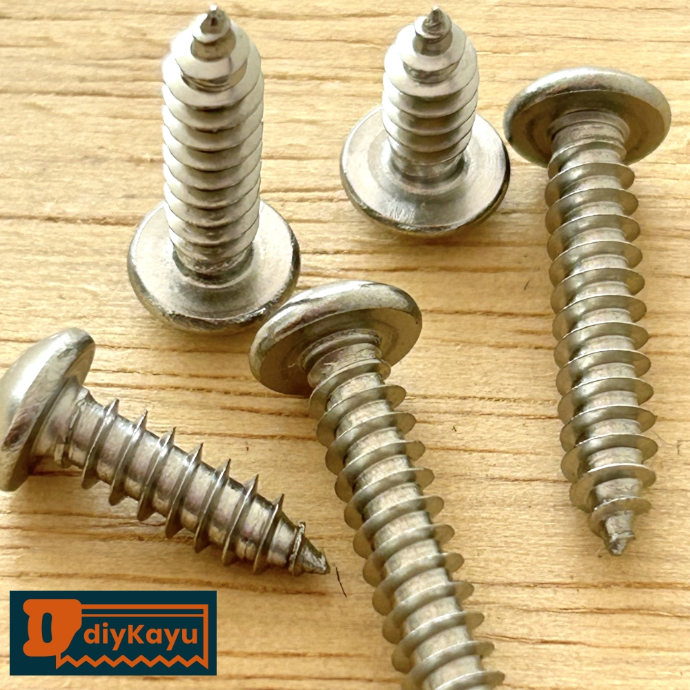 M3 M4 M5 Pan Head 304 Stainless Steel Wood Self Tapping Screw Skru Kayu ...