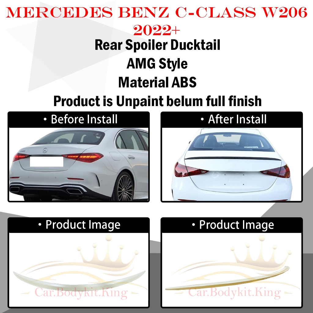 MERCEDES BENZ C-CLASS W206 2022+ AMG STYLE CAR SPOILER REAR SPOILER ...