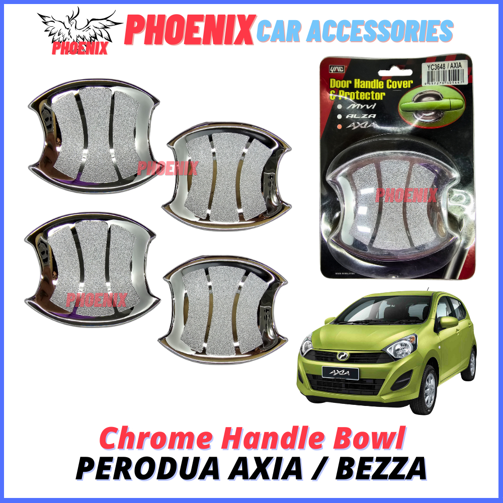 PERODUA AXIA / BEZZA Silver Chrome Handle Bowl Cover Outside Door Outer ...