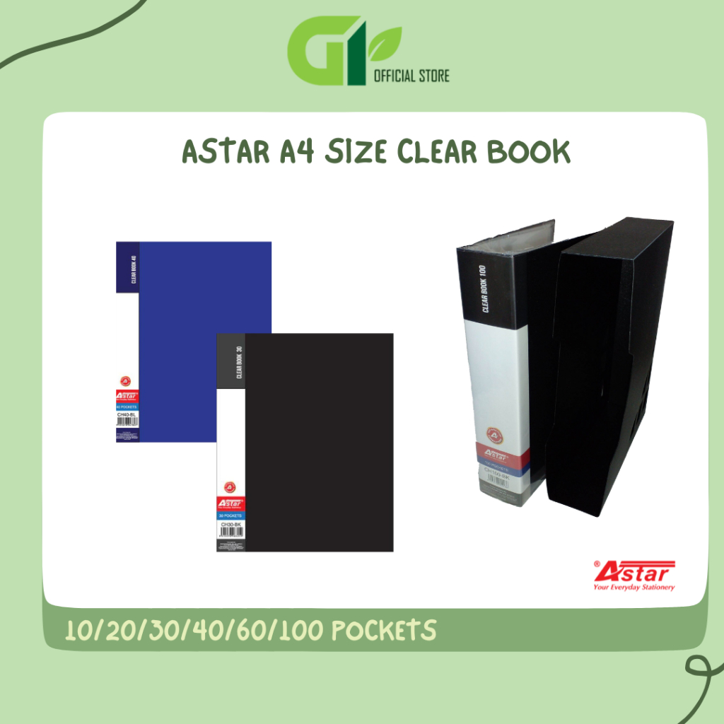 [GY Office] Astar A4 Clear Book 10/20/30/40/60/100 Pocket Clear File ...