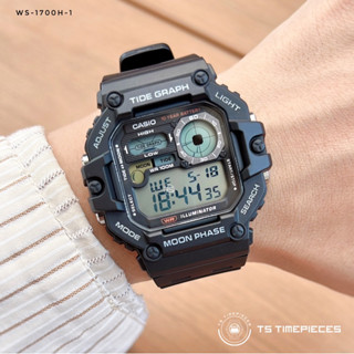 CASIO WS-1700H has a rugged high-tech style with tide and moon graphs ...