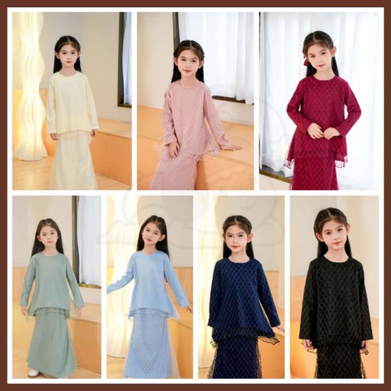 RAYA 2024 | Baju Kurung Checkered Gold Budak Perempuan | Shopee Malaysia